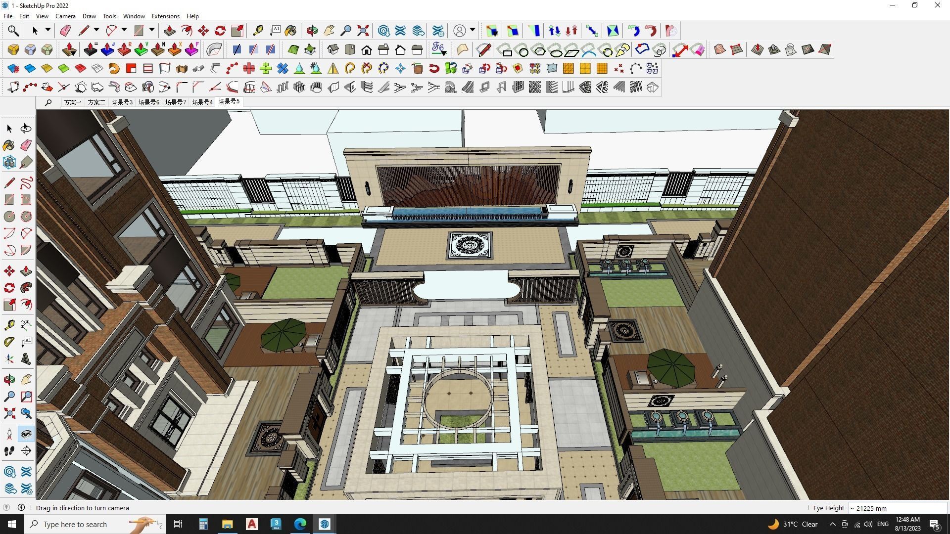 Highrise tower skyscraper with landscape Sketchup scene 3D model | CGTrader