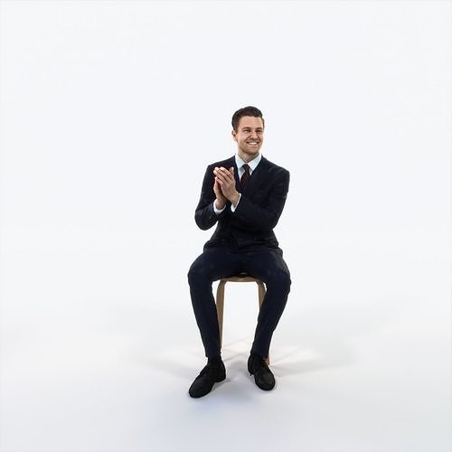 3D model Virtue 13A Clapping Sitting Elegant Man VR / AR / low-poly ...