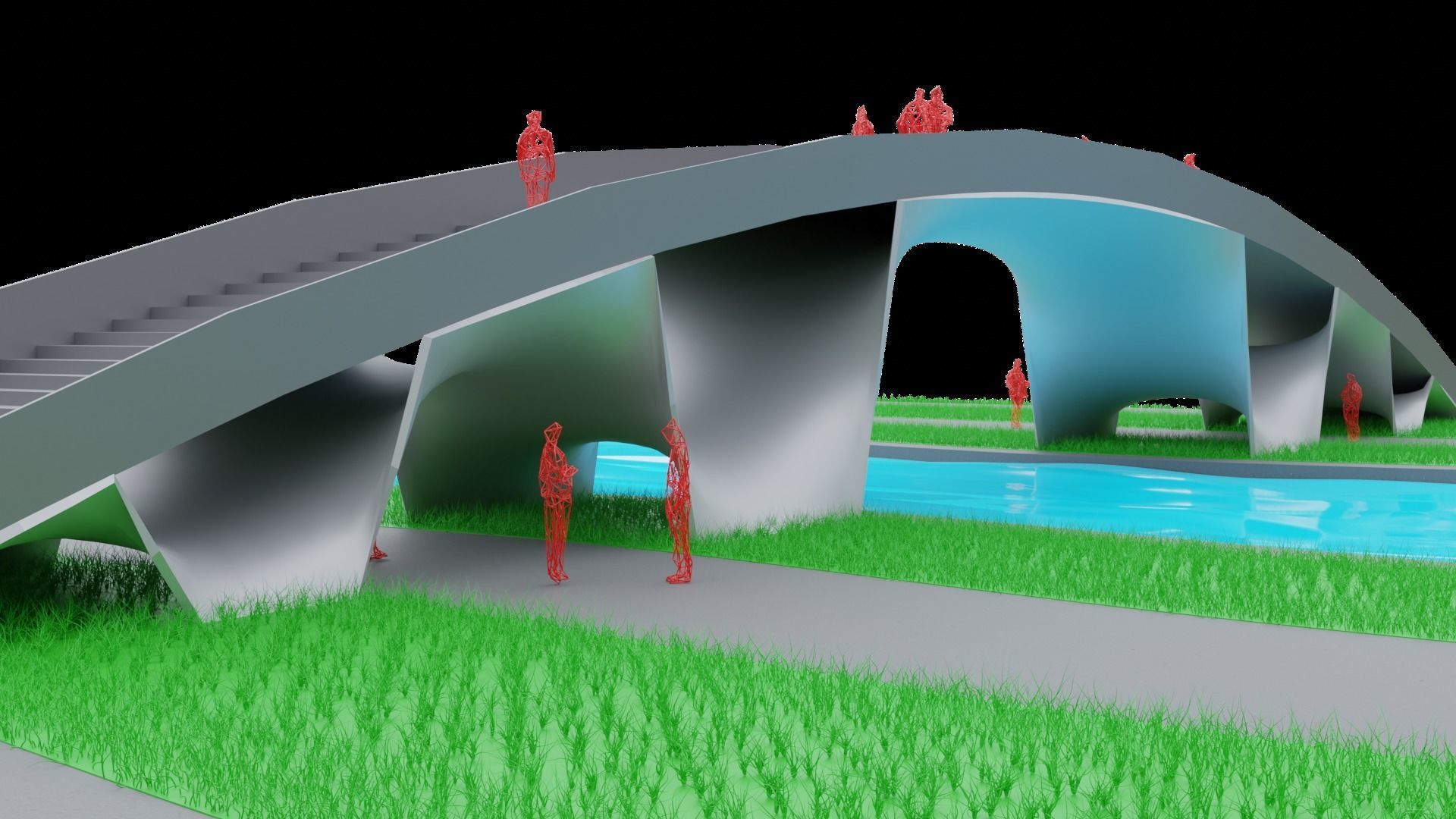 Organic Mesh Pedestrians Bridge 3D model | CGTrader