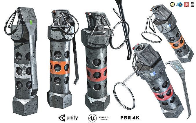 3D model Flash Grenade 3 Pack VR / AR / low-poly | CGTrader