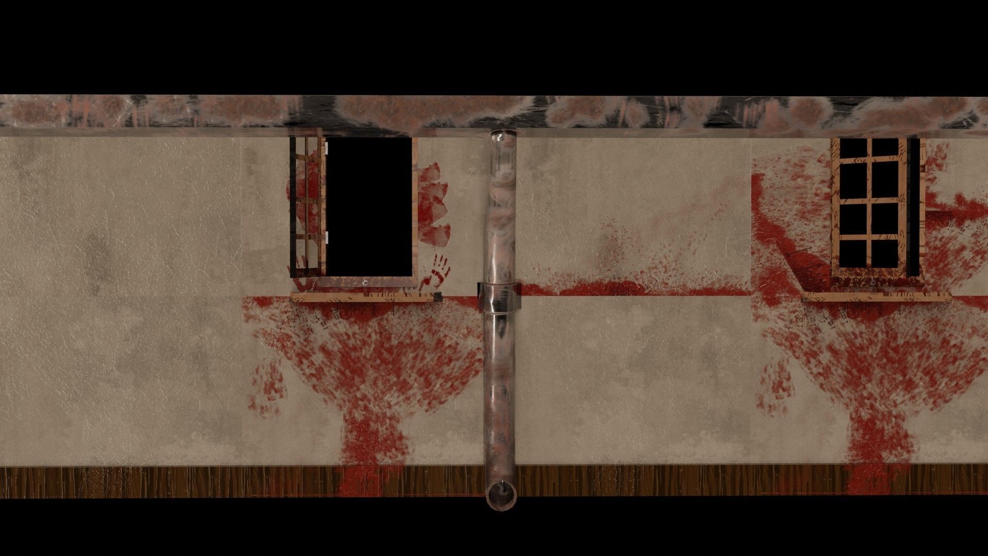 3D model Horror Mansion Gothic House Bloodstained Walls Cursed Doors VR ...