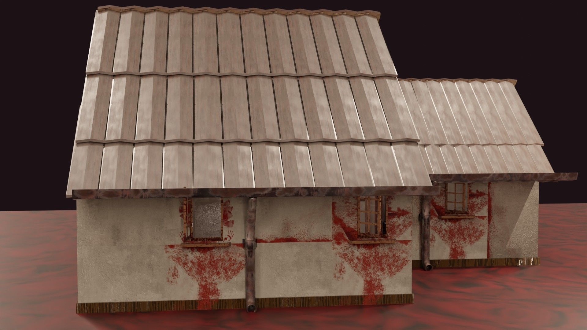 3D model Horror Mansion Gothic House Bloodstained Walls Cursed Doors VR ...