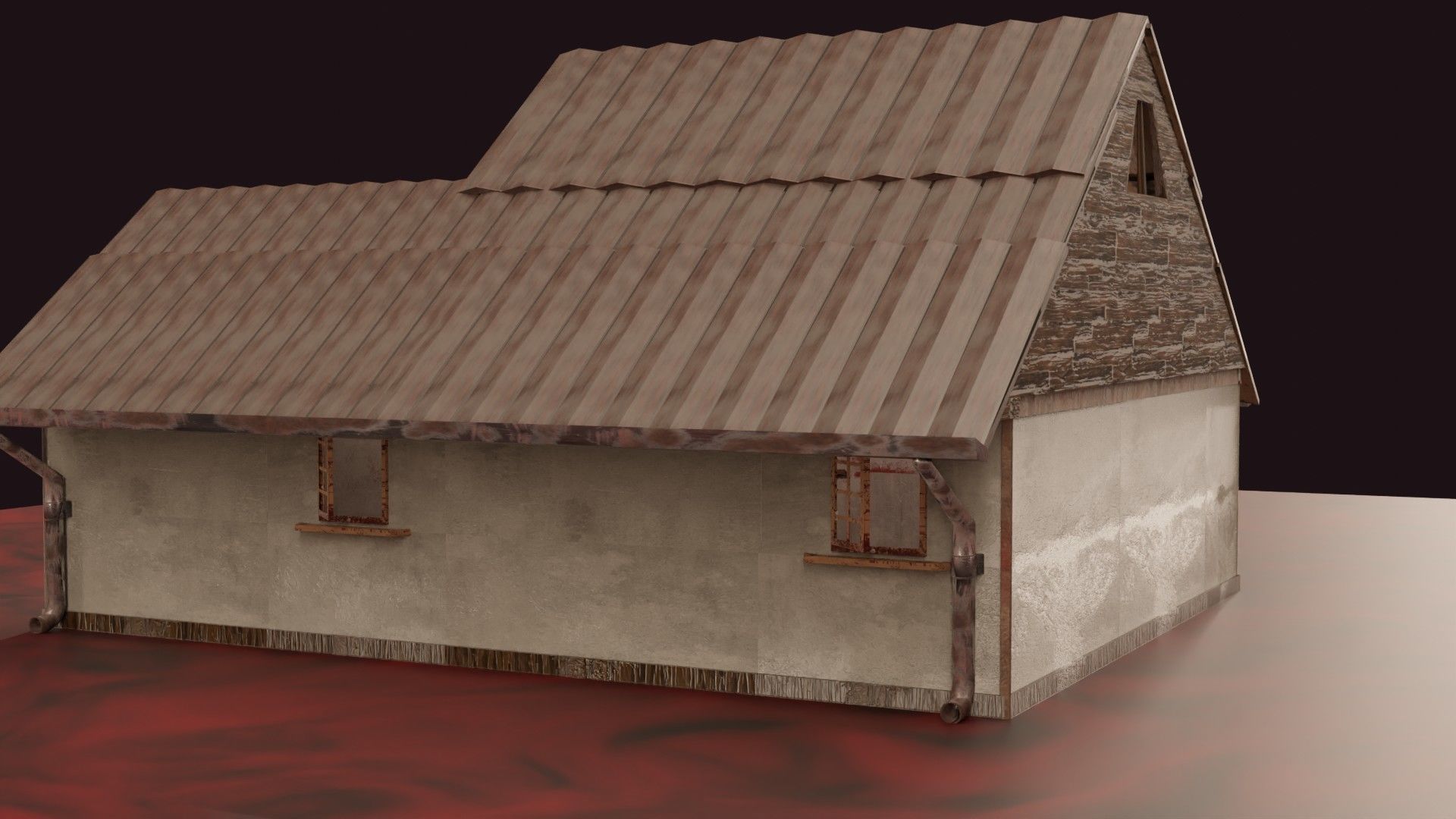 3D model Horror Mansion Gothic House Bloodstained Walls Cursed Doors VR ...