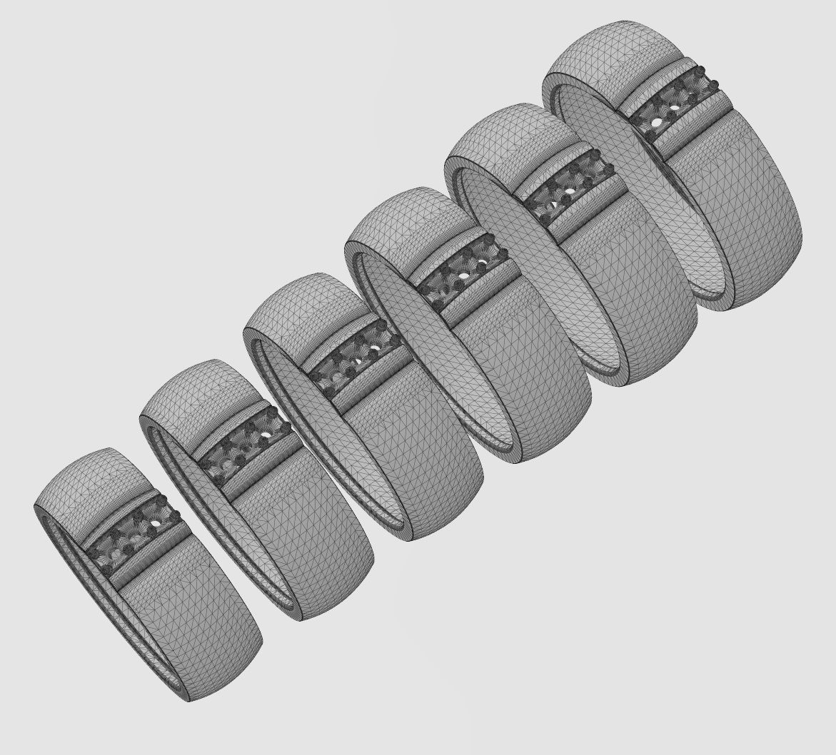 Ribbed diamond line dome cigar band US sizes 5to10 3D model 3D ...