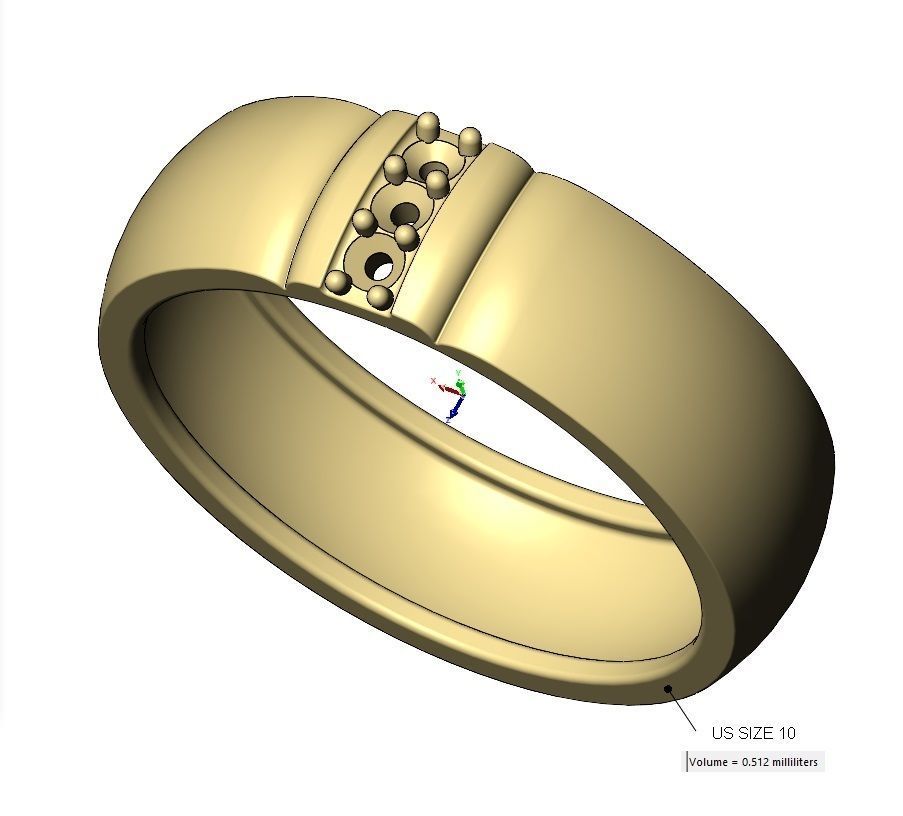 Ribbed diamond line dome cigar band US sizes 5to10 3D model 3D ...