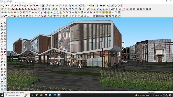 Modern Shopping mall with landscape 3d model 3D model | CGTrader