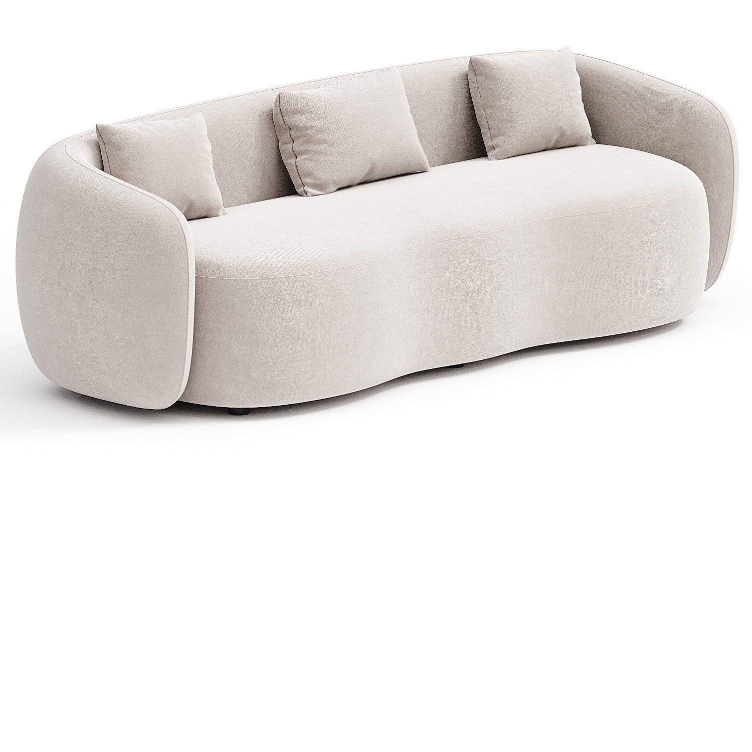 Boucle Upholstered Curved 3 seater Sofa 3D model | CGTrader
