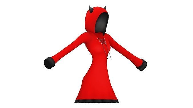 Demon Hoodie Dress for female character 3D model rigged | CGTrader