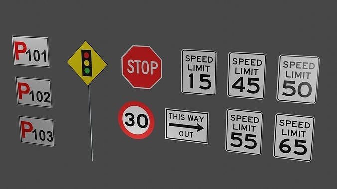 3D model Signs and Road Signs VR / AR / low-poly | CGTrader