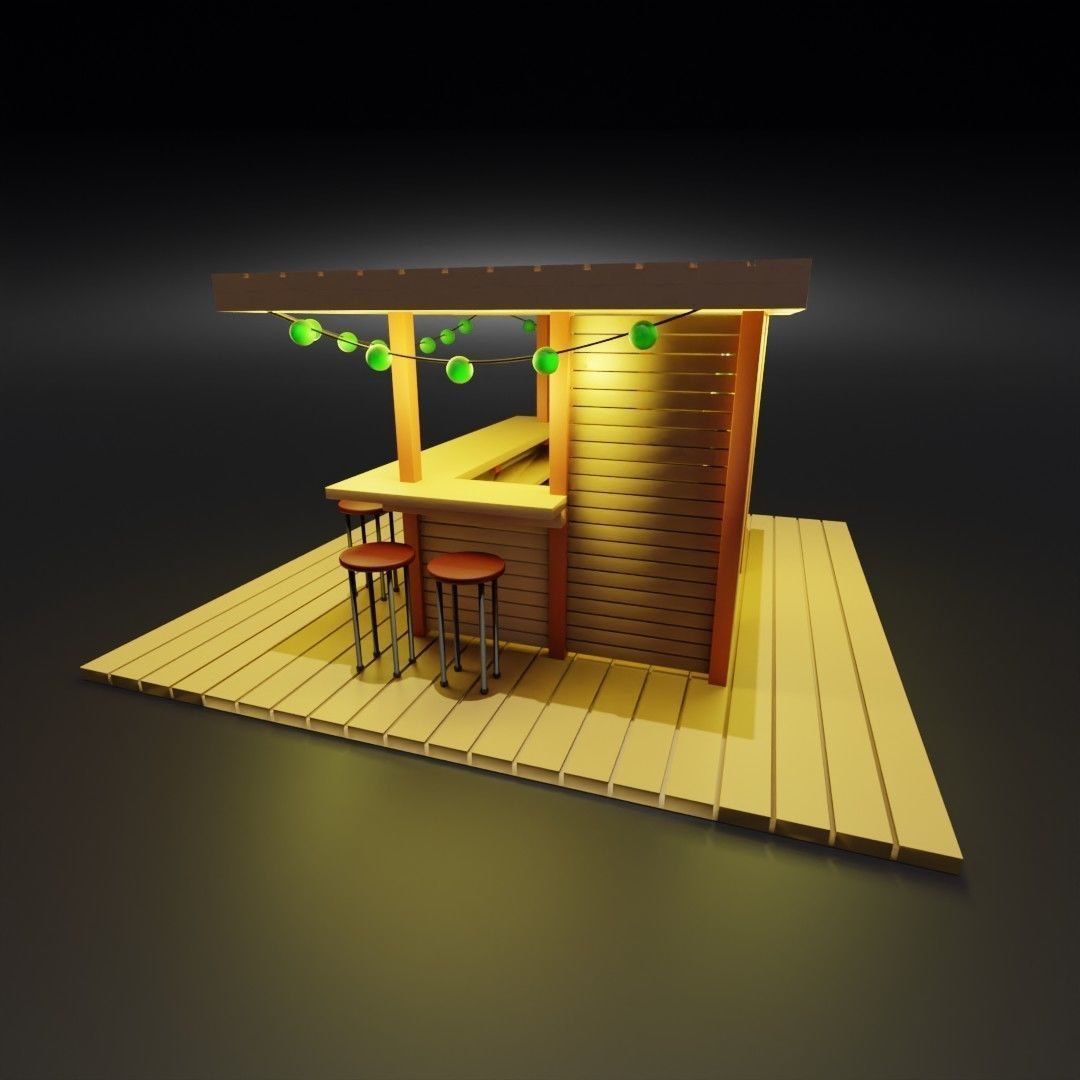 3D model wooden tiki bar VR / AR / low-poly | CGTrader