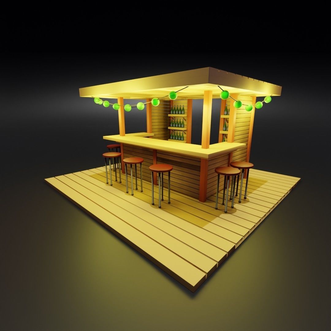 3D model wooden tiki bar VR / AR / low-poly | CGTrader