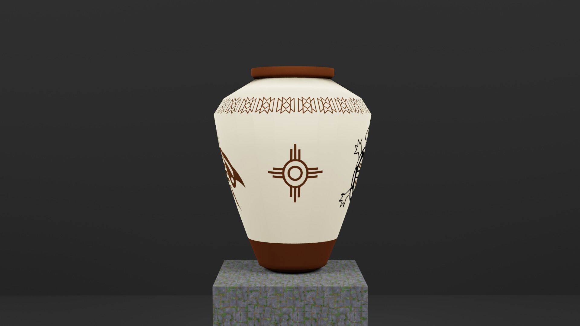 3D model Stylized Native American Turtle Pot or Vase VR / AR / low-poly ...