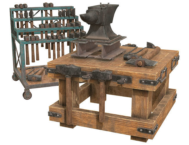 3D model Anvil with Ironwork Tools and Rack 2 VR / AR / low-poly | CGTrader