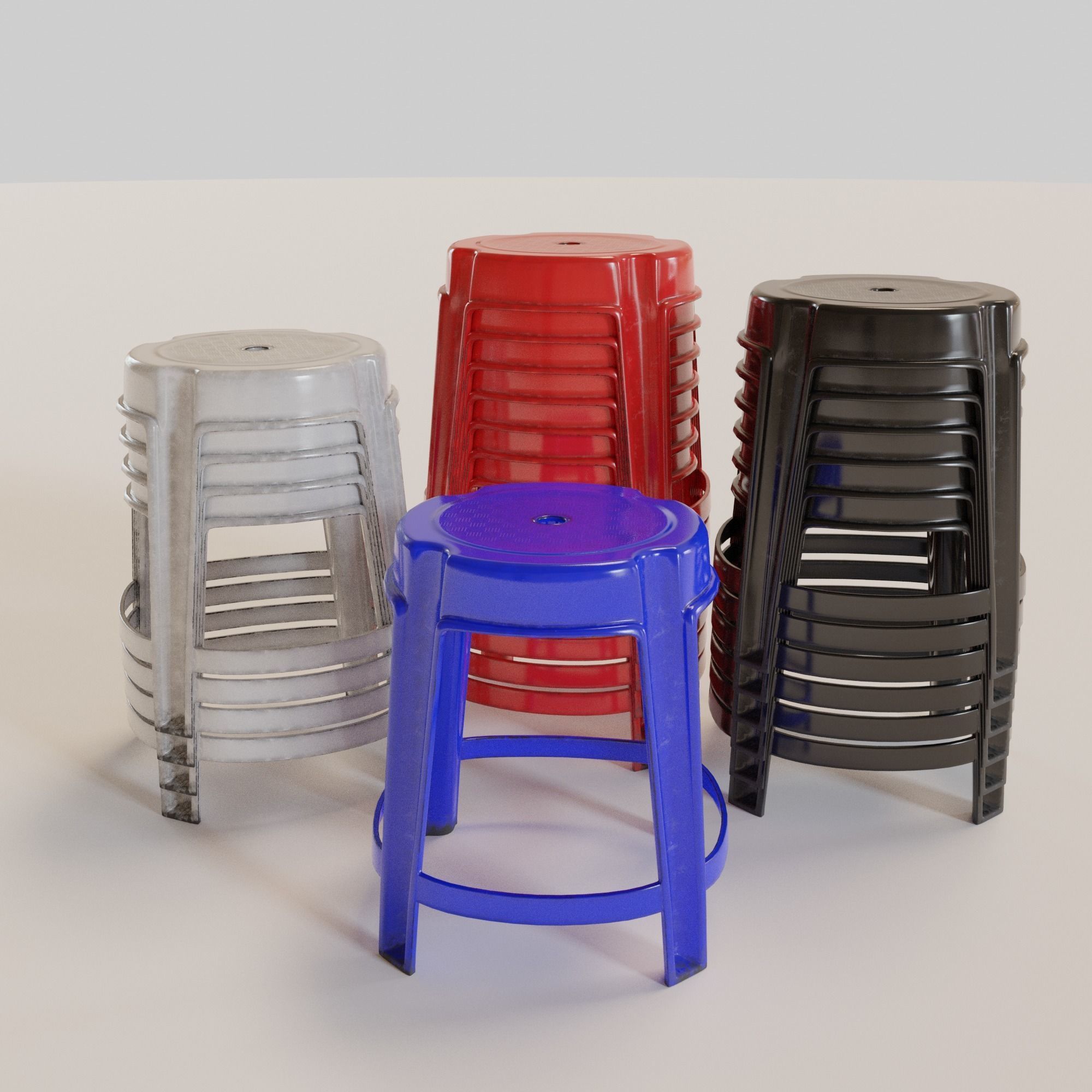 3D model Stackable Plastic Stool VR / AR / low-poly | CGTrader