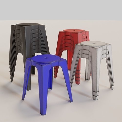 3D model Stackable Plastic Stool VR / AR / low-poly | CGTrader