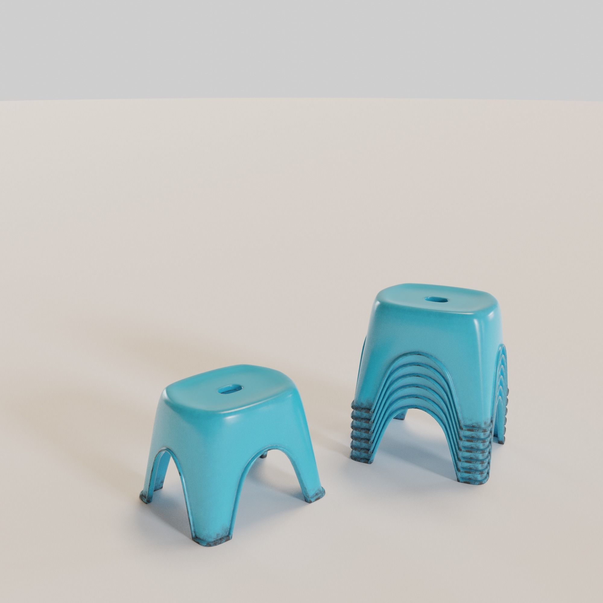 3D model Stackable Small Plastic Stool VR / AR / low-poly | CGTrader