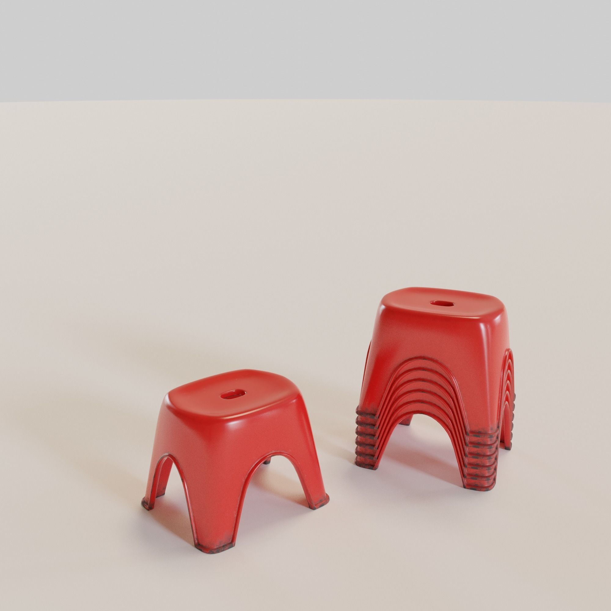 3D model Stackable Small Plastic Stool VR / AR / low-poly | CGTrader