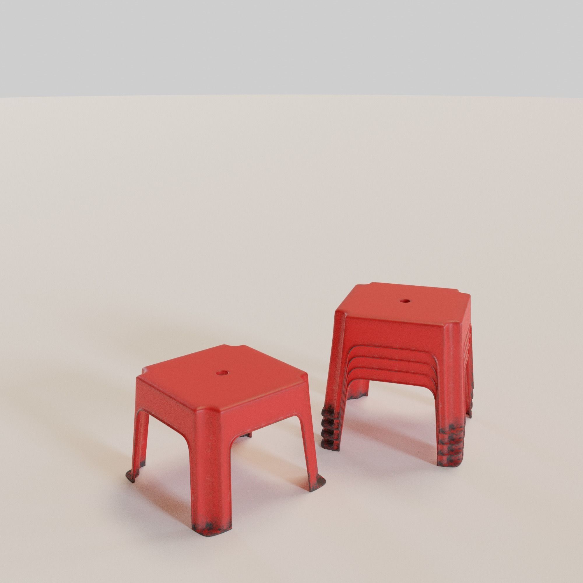 3D model Stackable Small Plastic Stool VR / AR / low-poly | CGTrader
