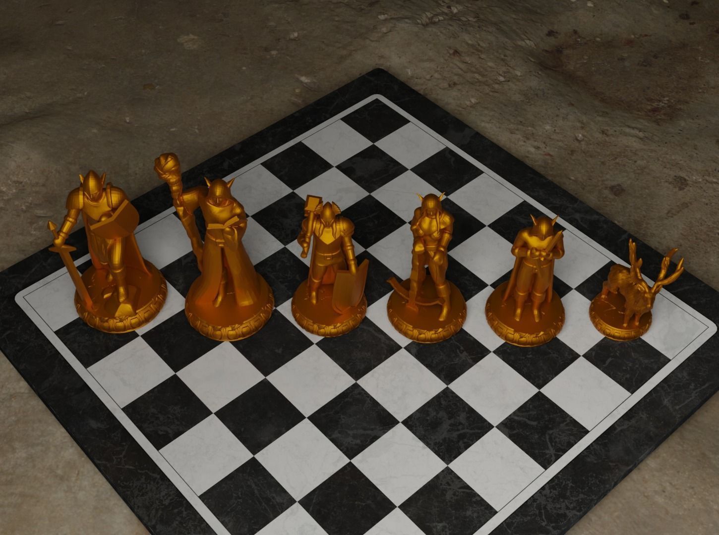 Knight Elf Figure Chess Set Warrior Character Chess Pieces 3D model 3D ...