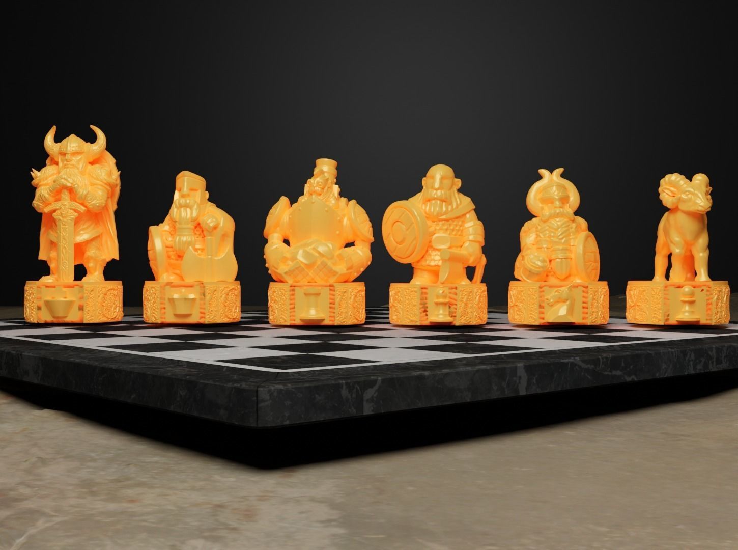 Dwarf Knight Figure Chess Set Hobbit Character Chess Pieces 3D model 3D ...