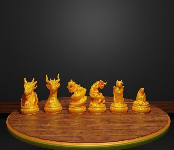 Dragon Chess Set Dragon Character Chess Pieces 3D model 3D printable ...