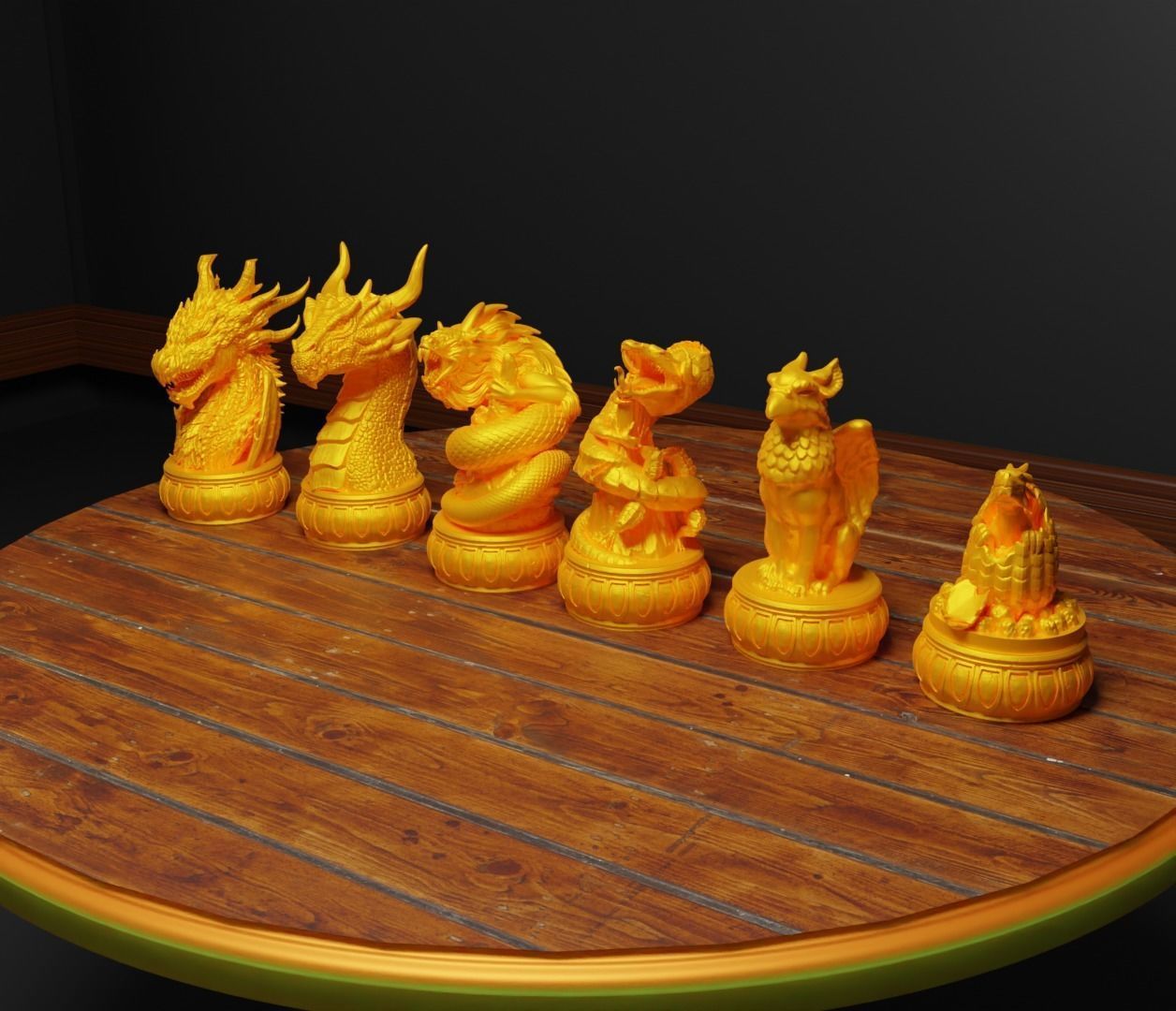 Dragon Chess Set Dragon Character Chess Pieces 3D model 3D printable ...