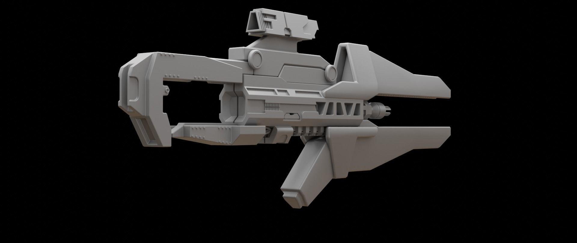 Mecha hard surface assault rifle 3D model | CGTrader