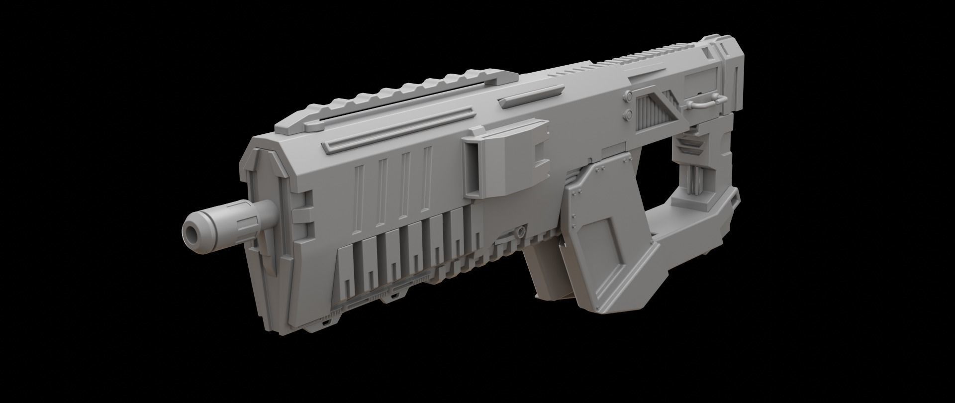 Mecha hard surface assault rifle 3D model | CGTrader
