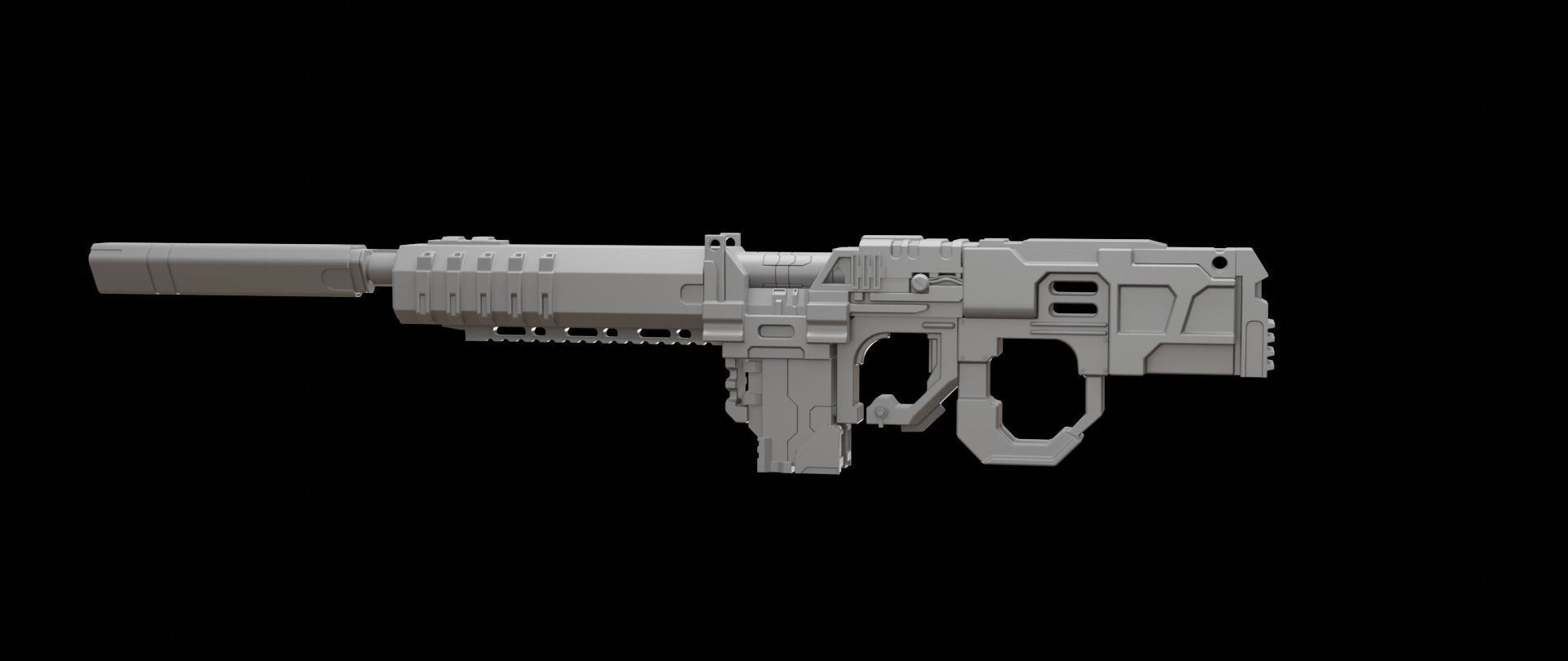Mecha hard surface assault rifle 3D model | CGTrader