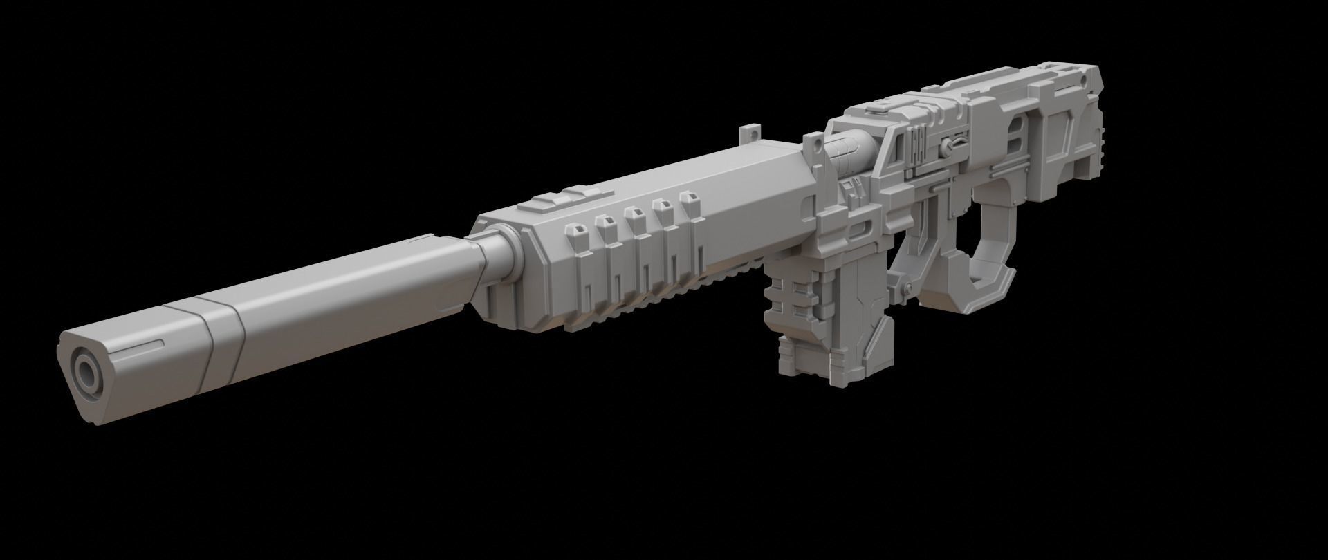 Mecha hard surface assault rifle 3D model | CGTrader