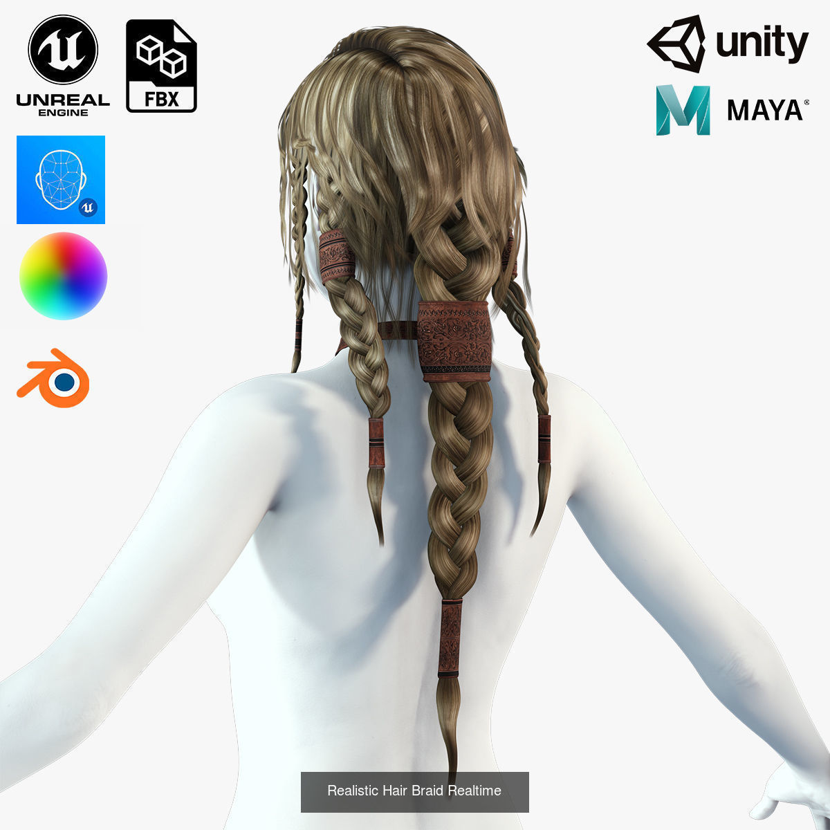 3D Model Collection 10 female hair pack hair card Pack 4 VR / AR / low ...