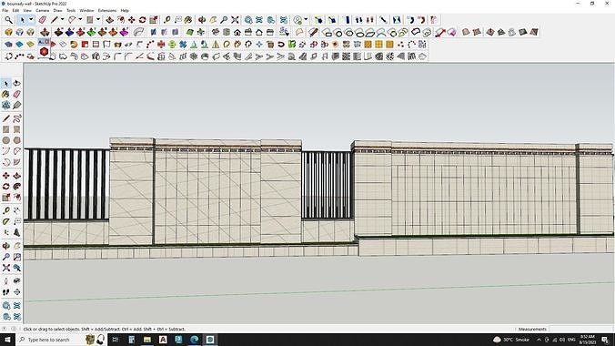 boundary wall 3d model 3D model | CGTrader