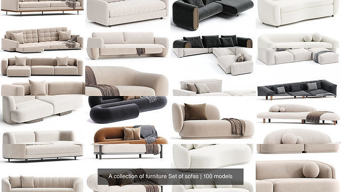 A collection of furniture Set of sofas | CGTrader