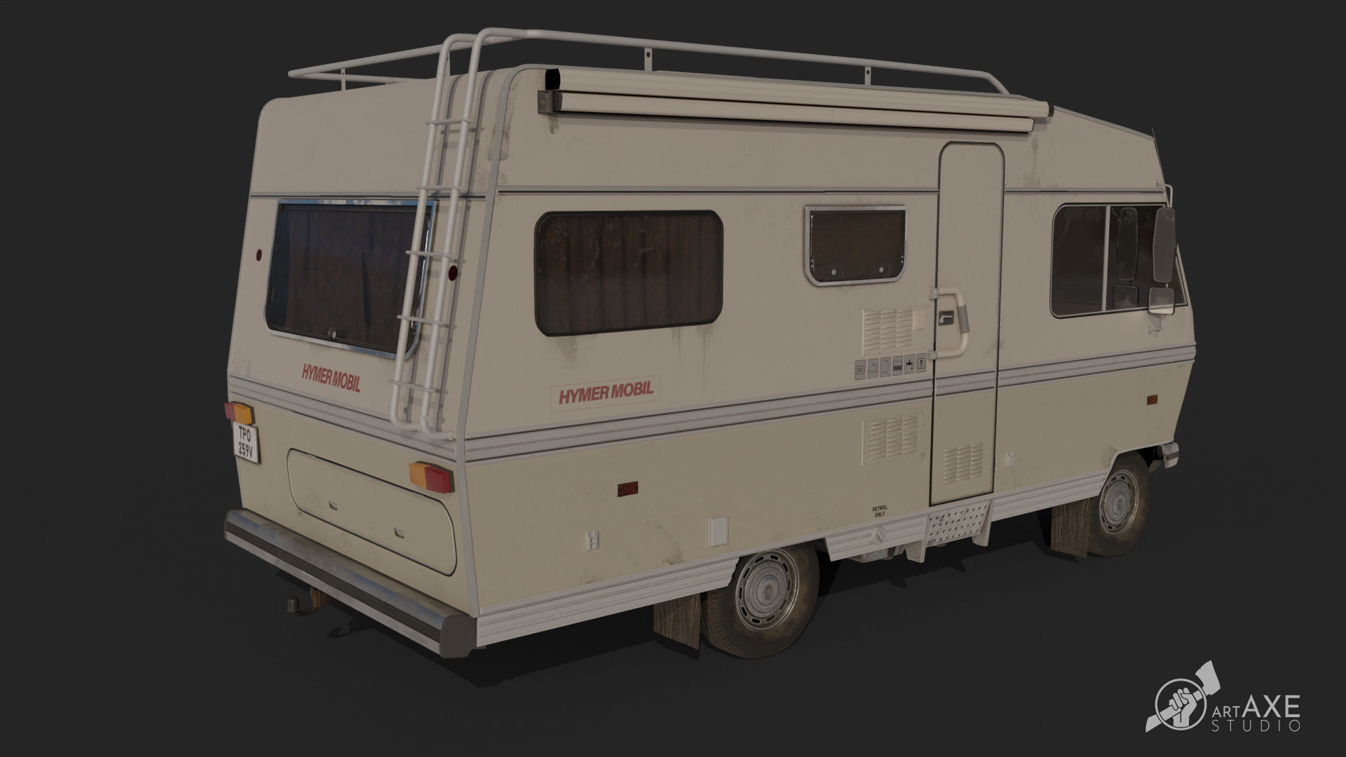 3D model Hymer-Mobil Bedford Blitz 1980 camper VR / AR / low-poly ...