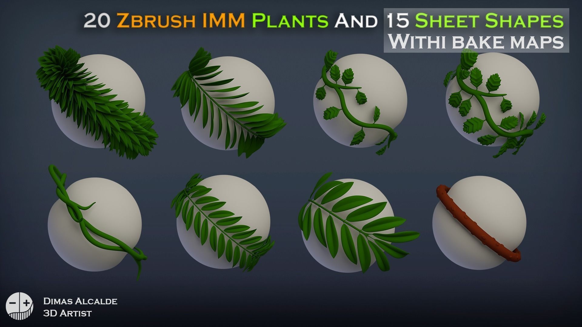 3D model 20 IMM PLANT Curve ZBrushes and 15 SHEETS geometry and Maps VR ...