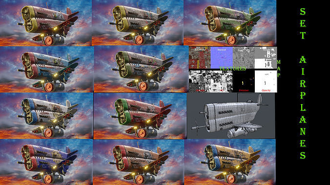 3D model Set of stylized realistic airplanes VR / AR / low-poly | CGTrader