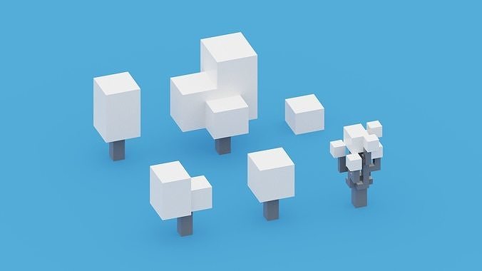 3D model White Tree Set VR / AR / low-poly | CGTrader