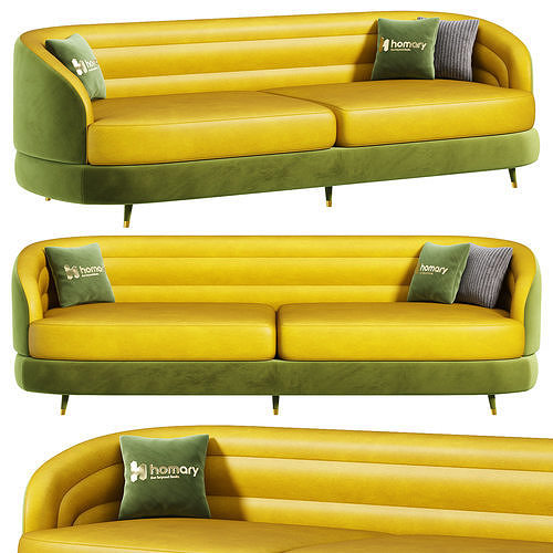 Green Velvet Upholstered Sofa by Homary 3D model | CGTrader