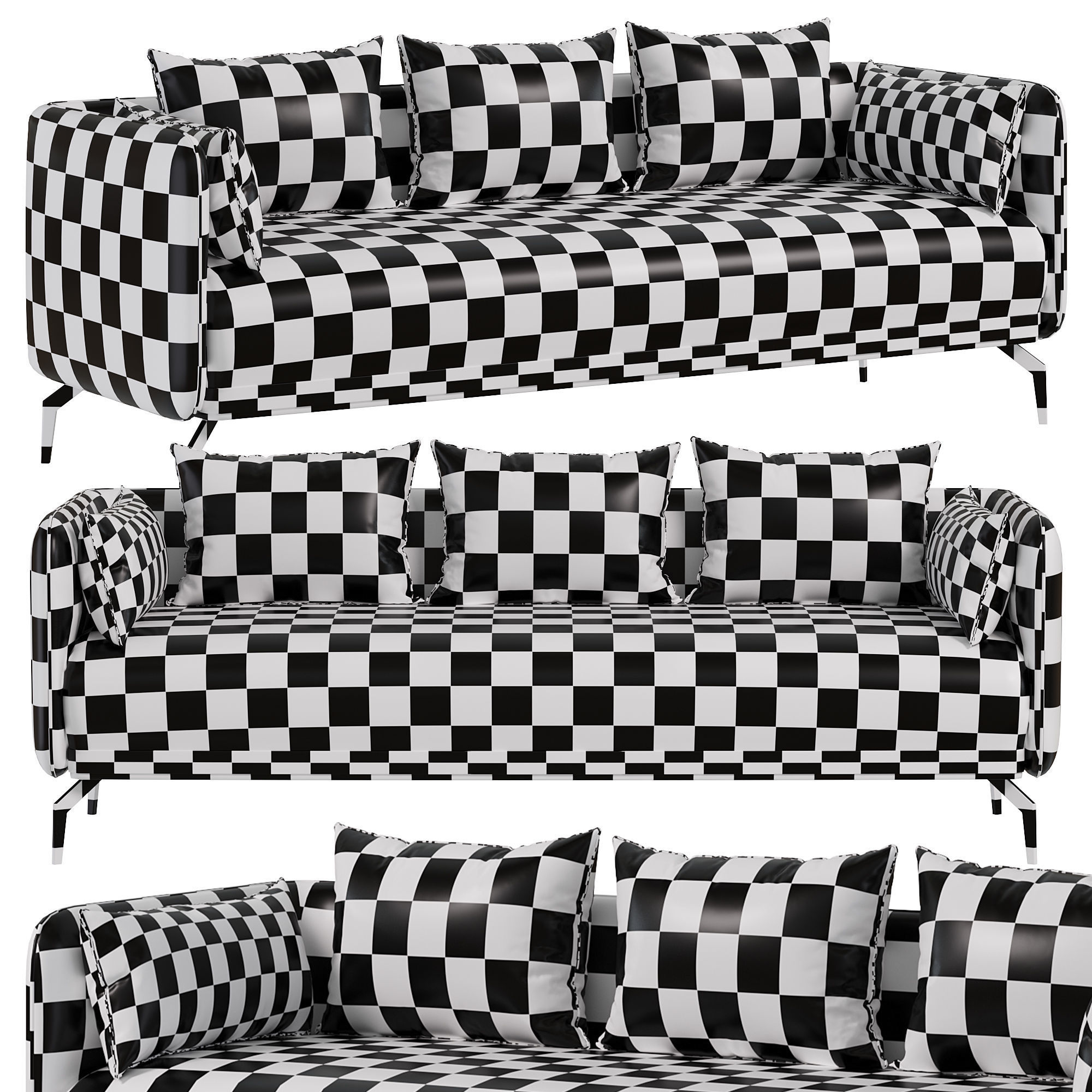 Modern Houndstooth Upholstered Sofa by Homary 3D model | CGTrader