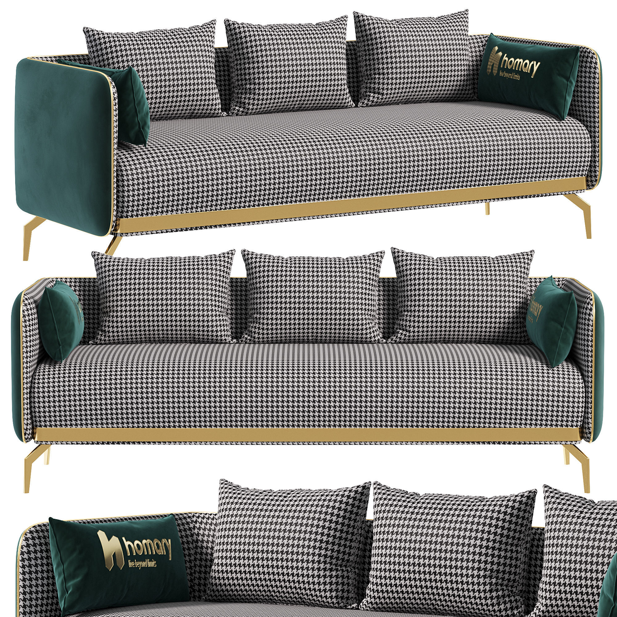 Modern Houndstooth Upholstered Sofa by Homary 3D model | CGTrader