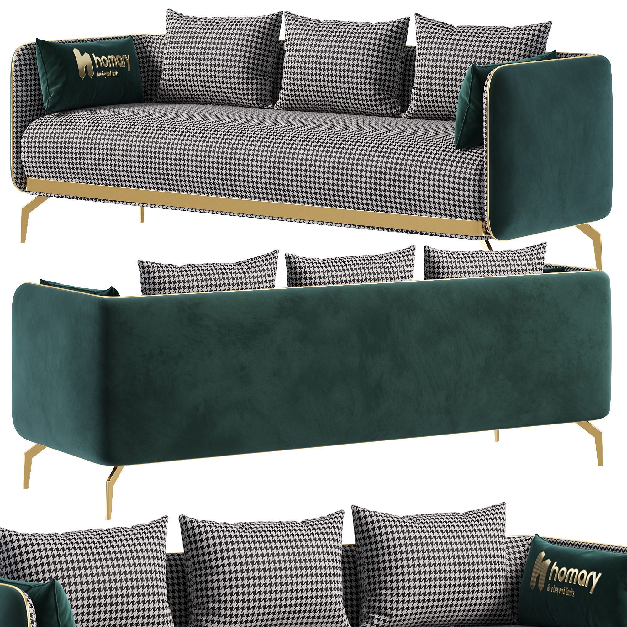 Modern Houndstooth Upholstered Sofa by Homary 3D model | CGTrader