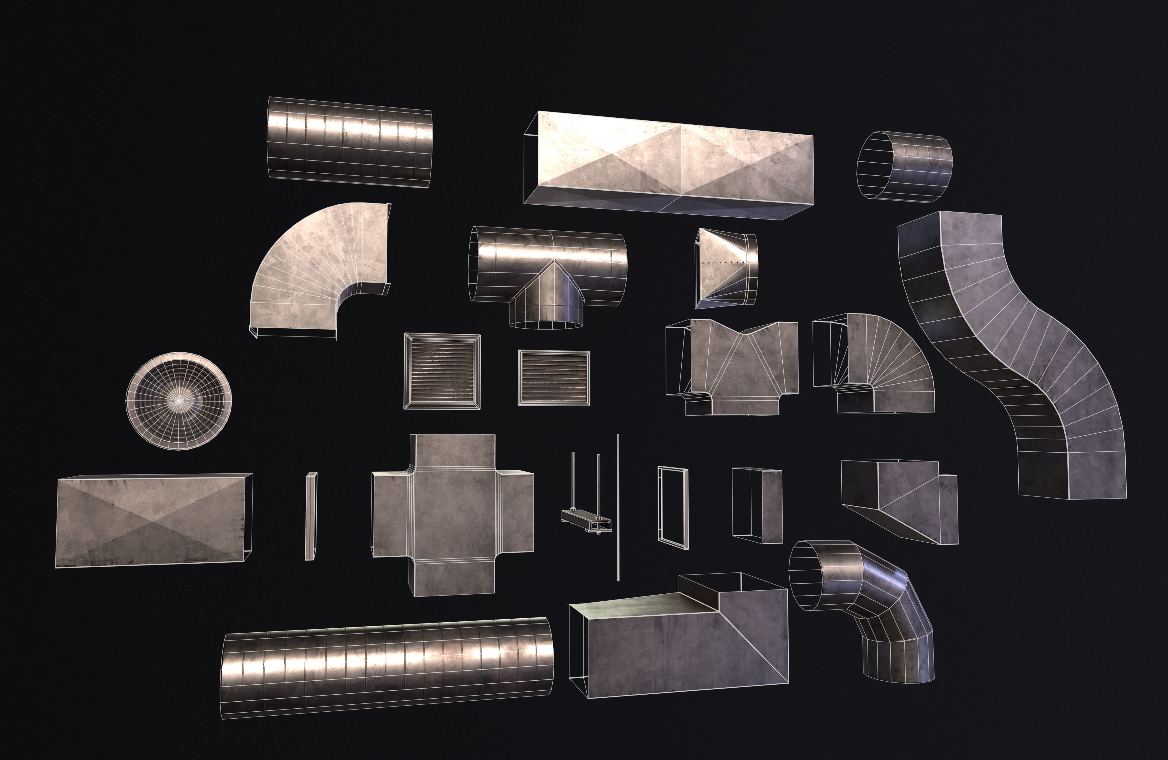 3D model Modular Air Duct System VR / AR / low-poly | CGTrader