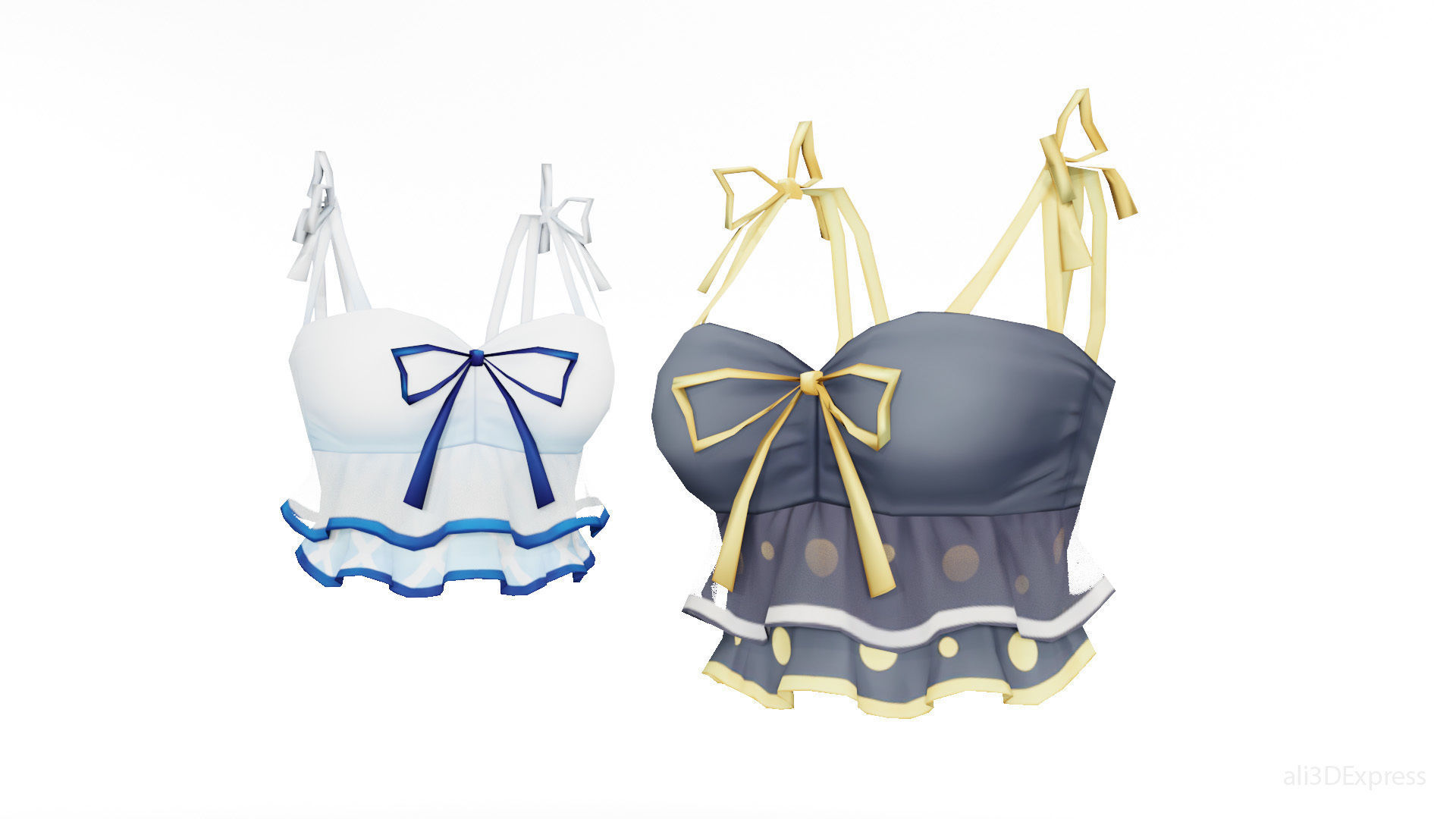 Cute Stylized Frilly Crop Top 3D model rigged | CGTrader