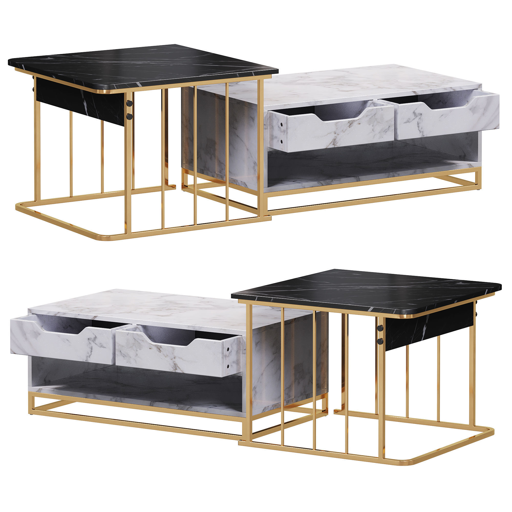 Modern wood nesting coffee table by Homary 3D model | CGTrader