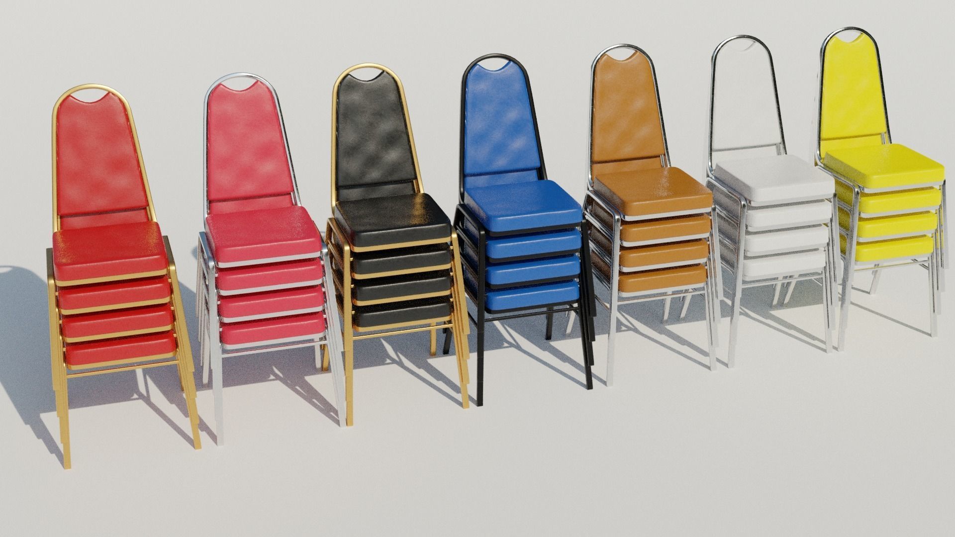 3D model Stackable Banquet Chair Leather and Fabric Seat VR / AR / low ...