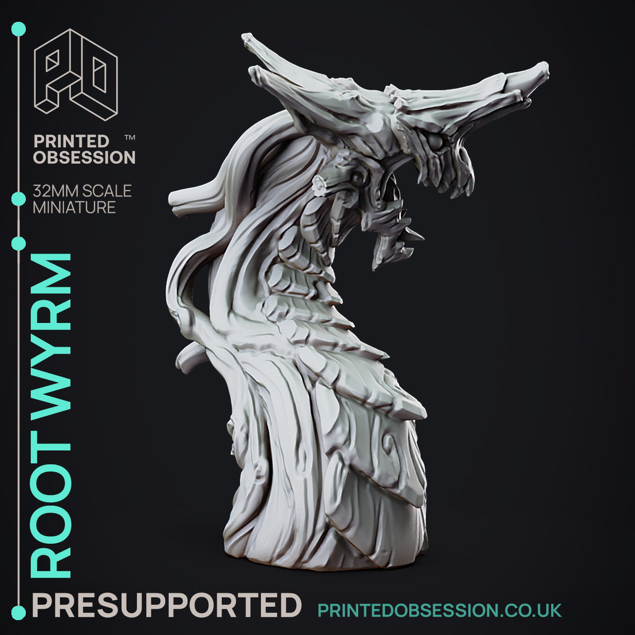Root Wyrm 3d Printable Ttrpg Presupported 32mm Scale 3d Model 3d