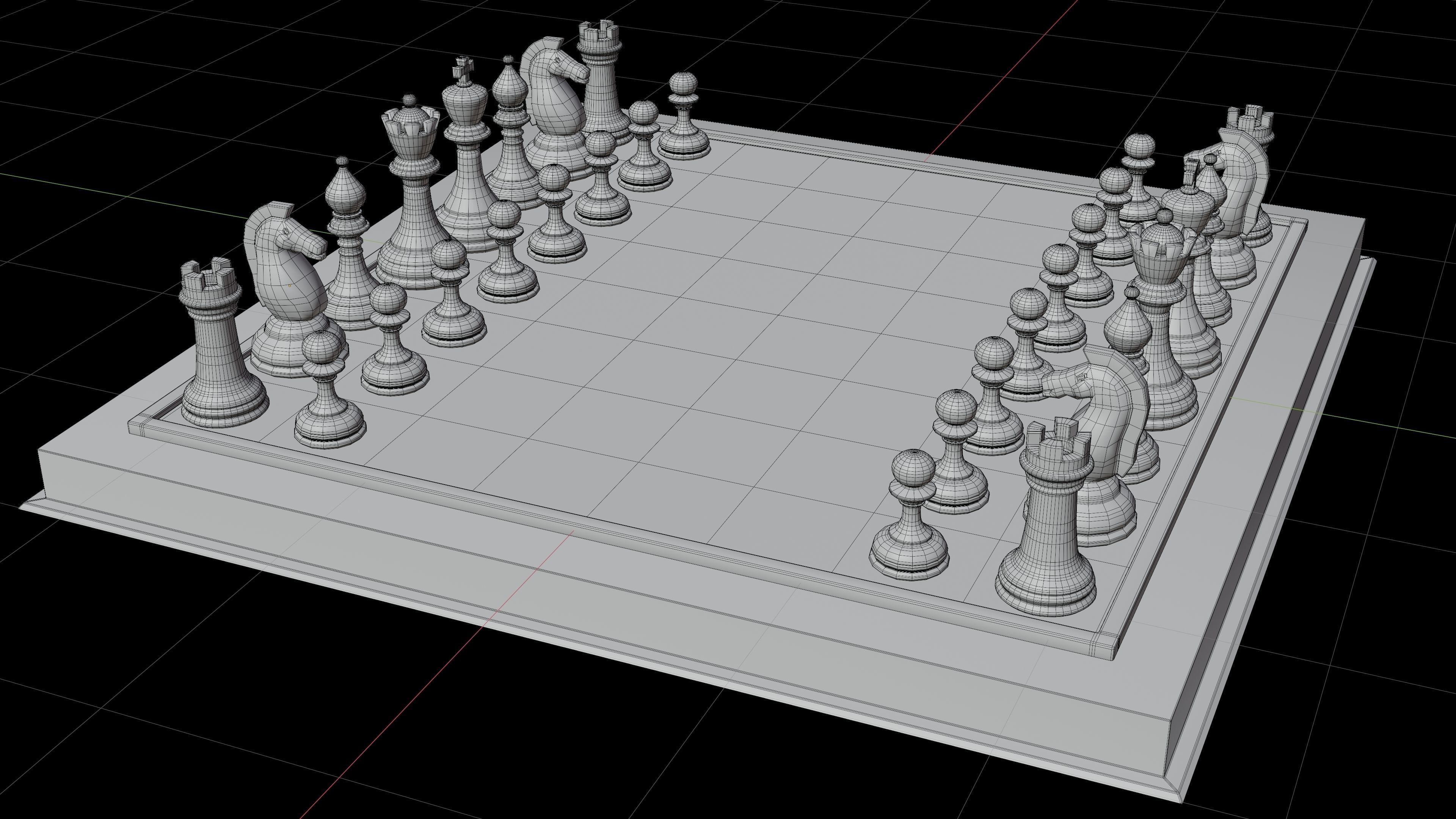 3D model Chess set with board VR / AR / low-poly | CGTrader