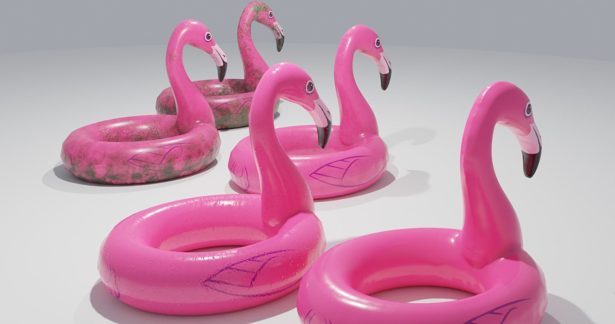 3D model PBR Flamingo Inflatable Pool Float 5 Styles VR / AR / low-poly ...