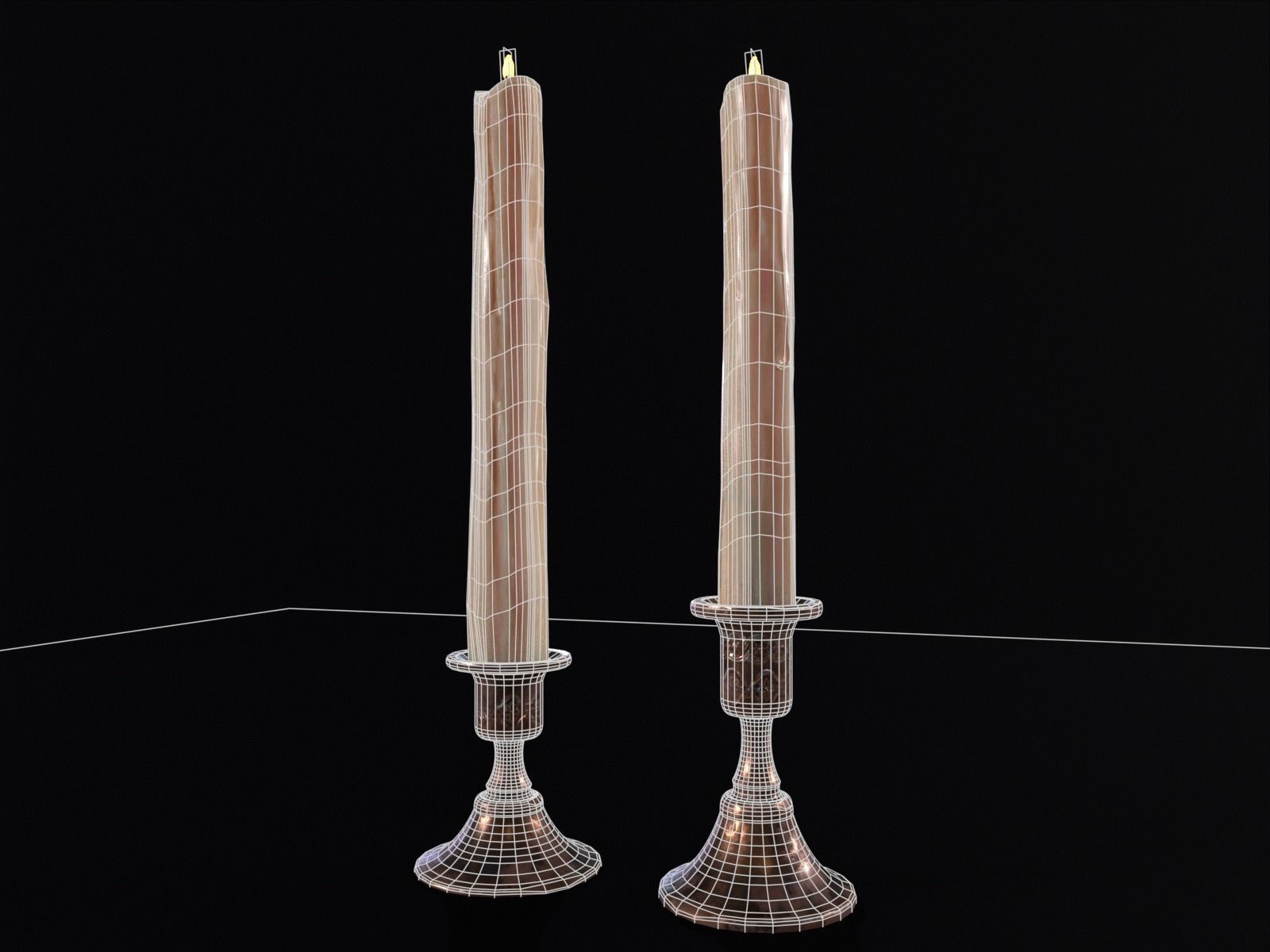 3D model Elegant Copper Large CandleStick Set VR / AR / low-poly | CGTrader