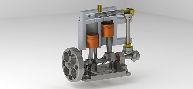 simple 2 cylinder vertical steam engine 3D model 3D printable | CGTrader